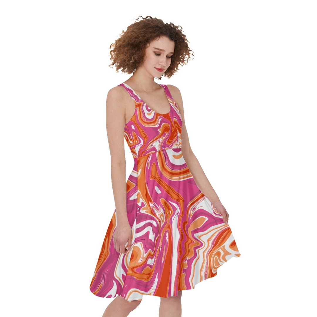 Lesbian Pride Dress, Poured Paint Colors of Lesbian Pride Flag, Sizes ...
