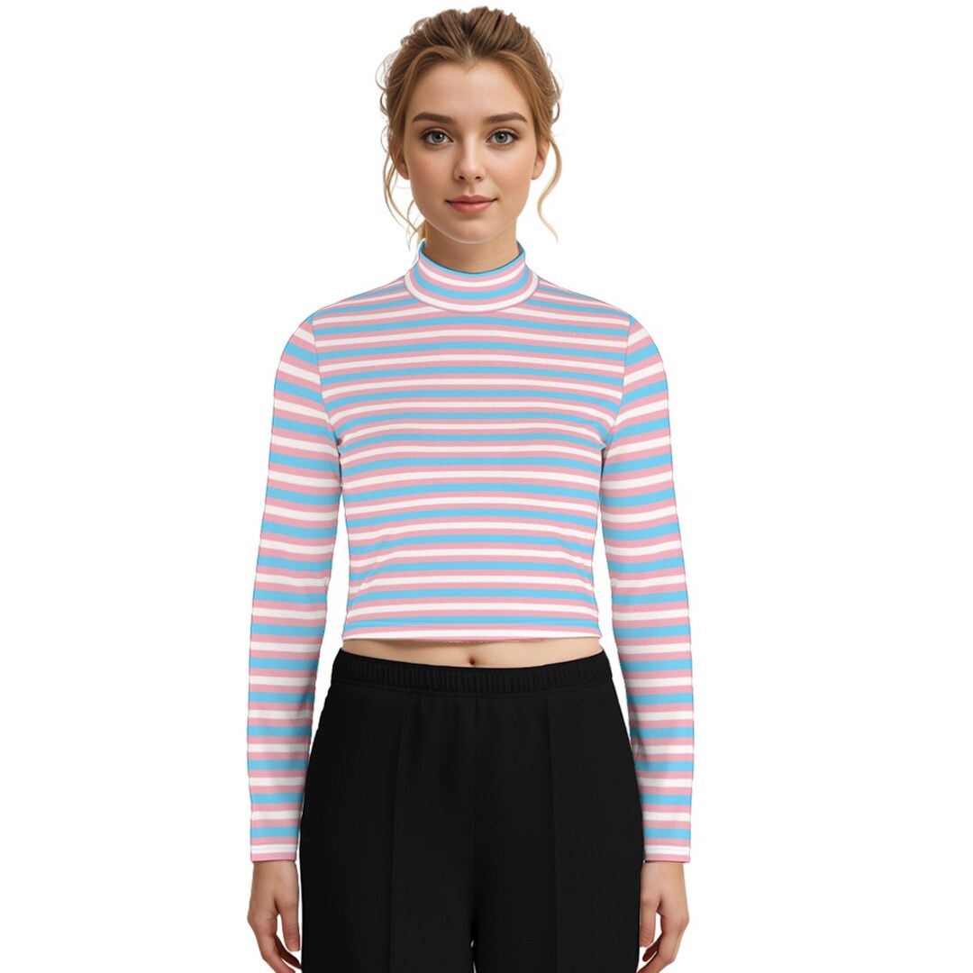 Transgender Pride Turtleneck Long-sleeved Crop Top Hoop - Etsy