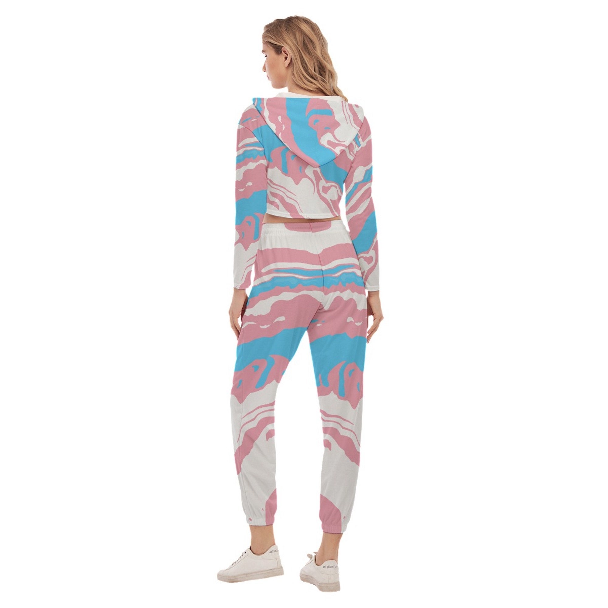 Transgender Pride Crop Hoodie Sports Set Sizes XS to 5XL Painted Colors ...