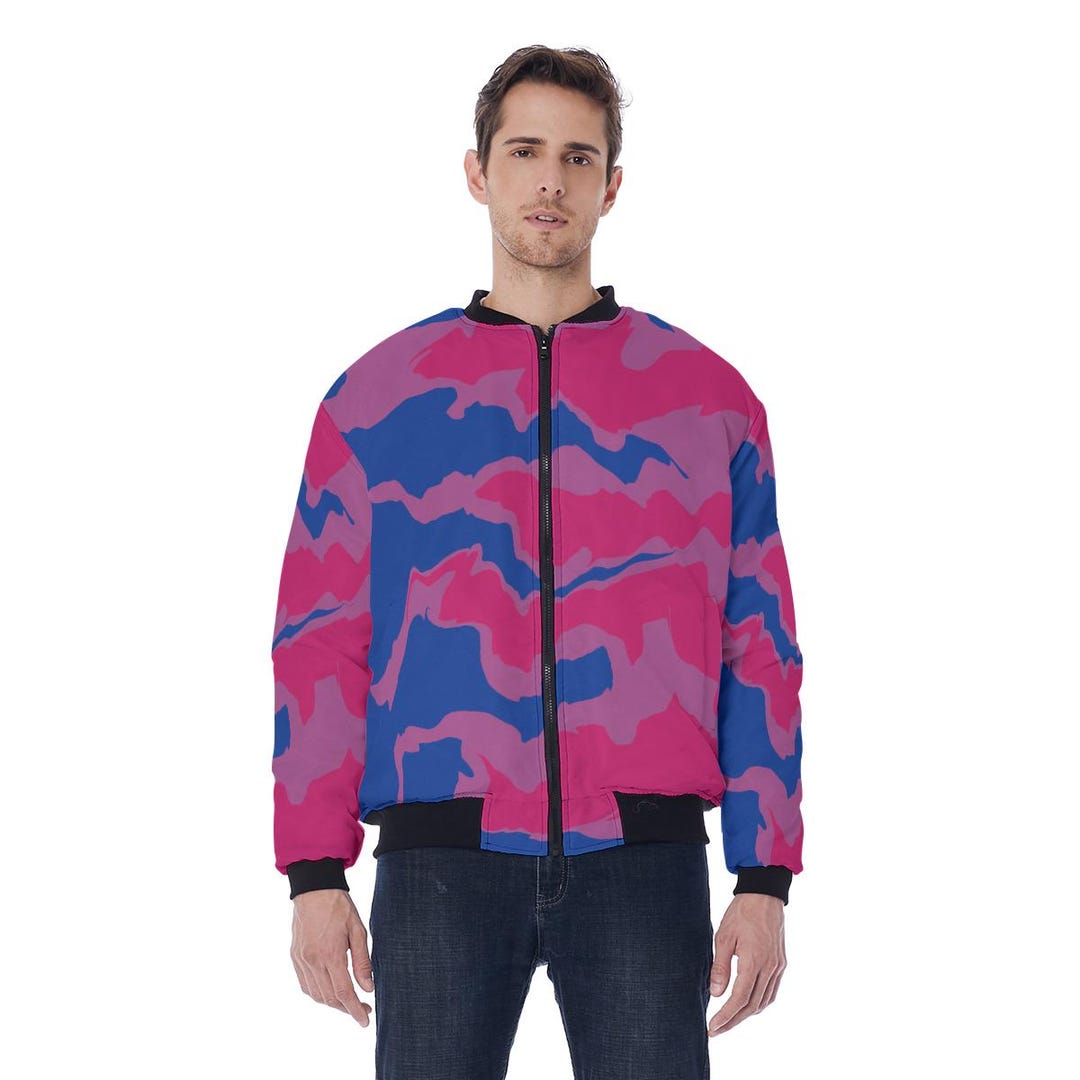 Bisexual Pride Bomber Jacket Bi Pride Flag Jacket Poured Paint Design ...