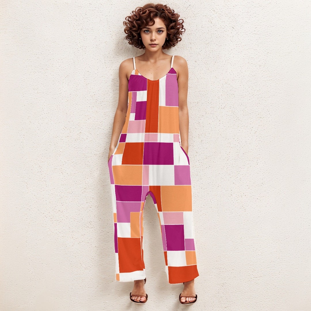 Lesbian Pride Loose Cami Jumpsuit Block Colors of Lesbian Pride Flag ...