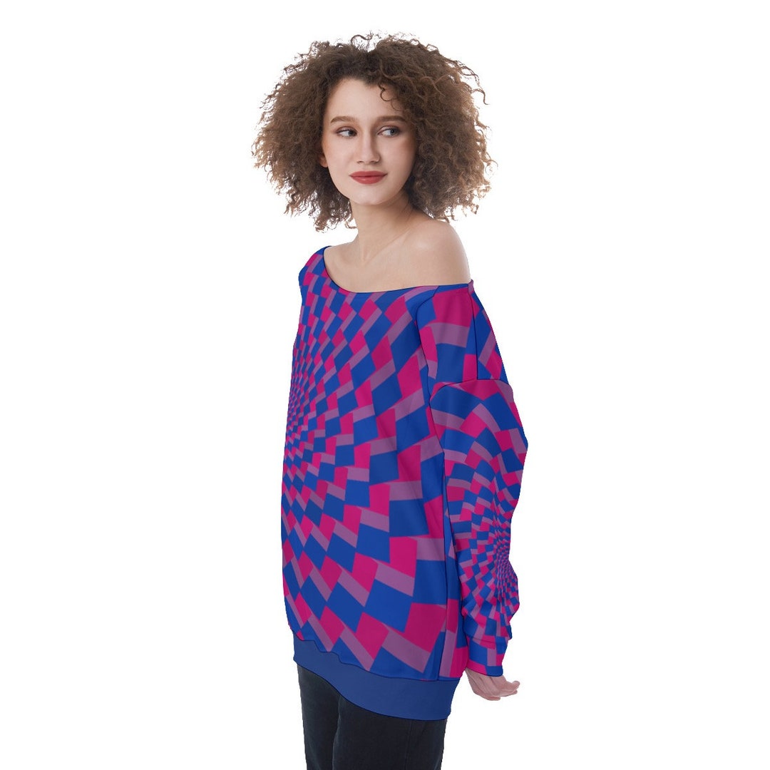 Bisexual Pride Oversized Off-shoulder Sweatshirt, Poured Paint Design ...