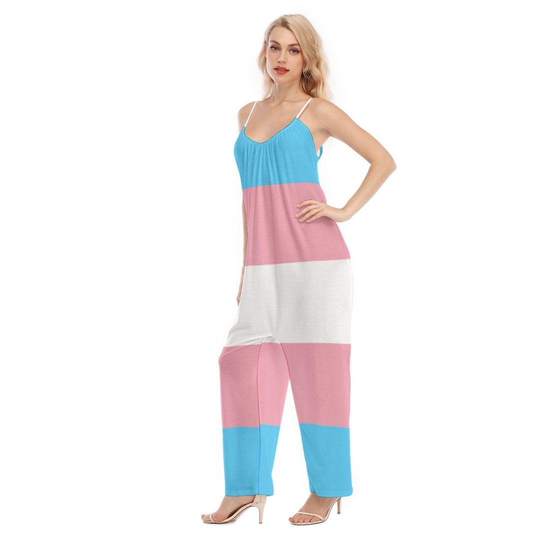 Transgender Pride Loose Cami Jumpsuit in Colors Transgender Pride Flag ...