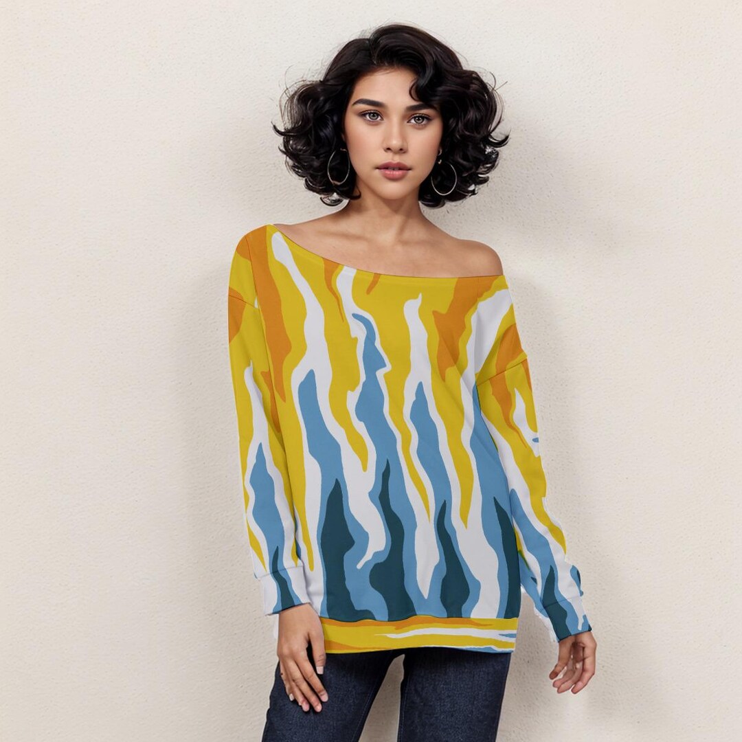 Aroace Pride Oversized Off-shoulder Sweatshirt, Poured Paint Design ...