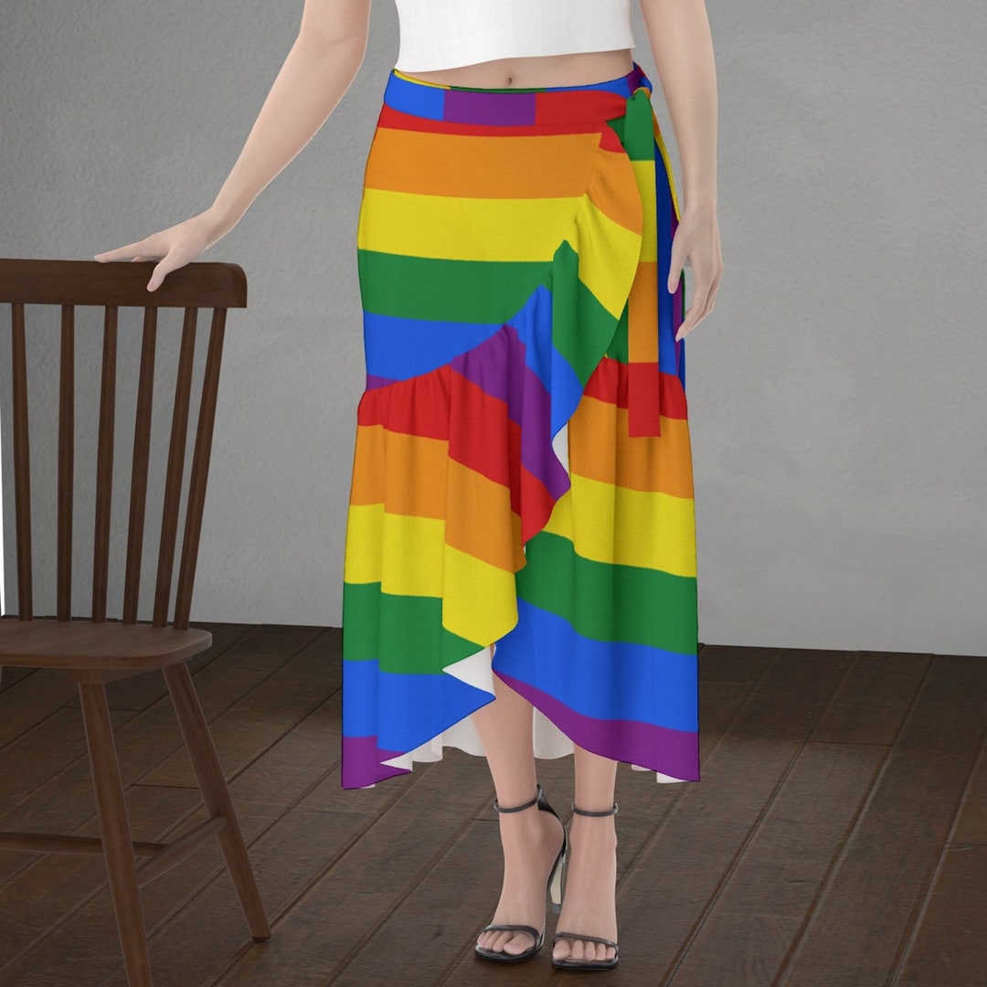 Rainbow Pride Wrap Skirt Gay Pride Flag Design Wrap Skirt Sizes up to ...