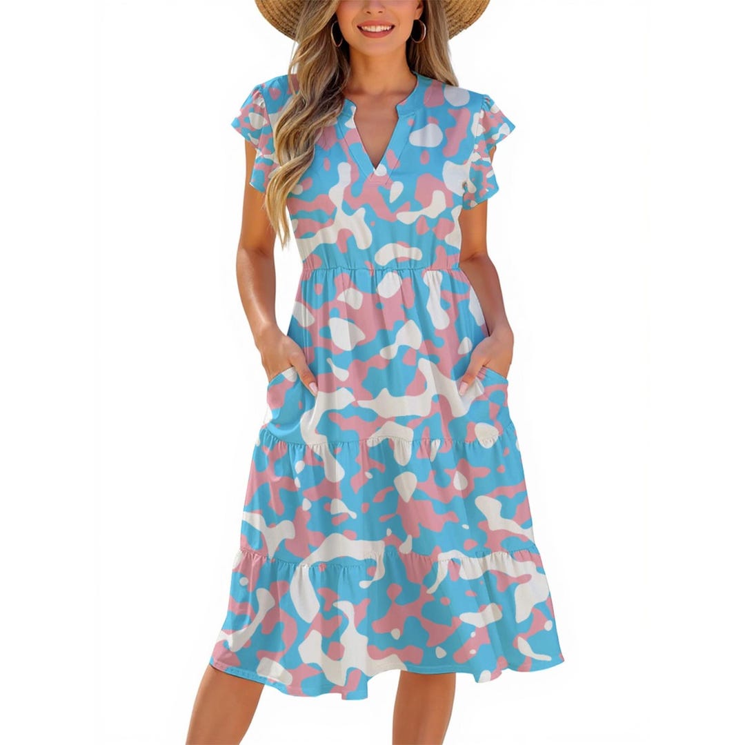 Transgender Pride Midi Dress Camo Colors of Trans Pride Flag Sizes to ...