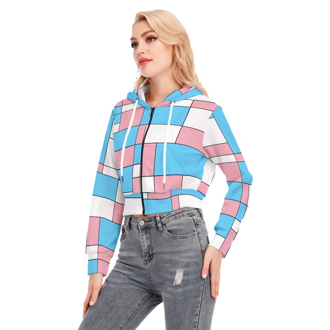 Transgender Pride Crop Top Hoodie Block Design of Colors of Transgender ...