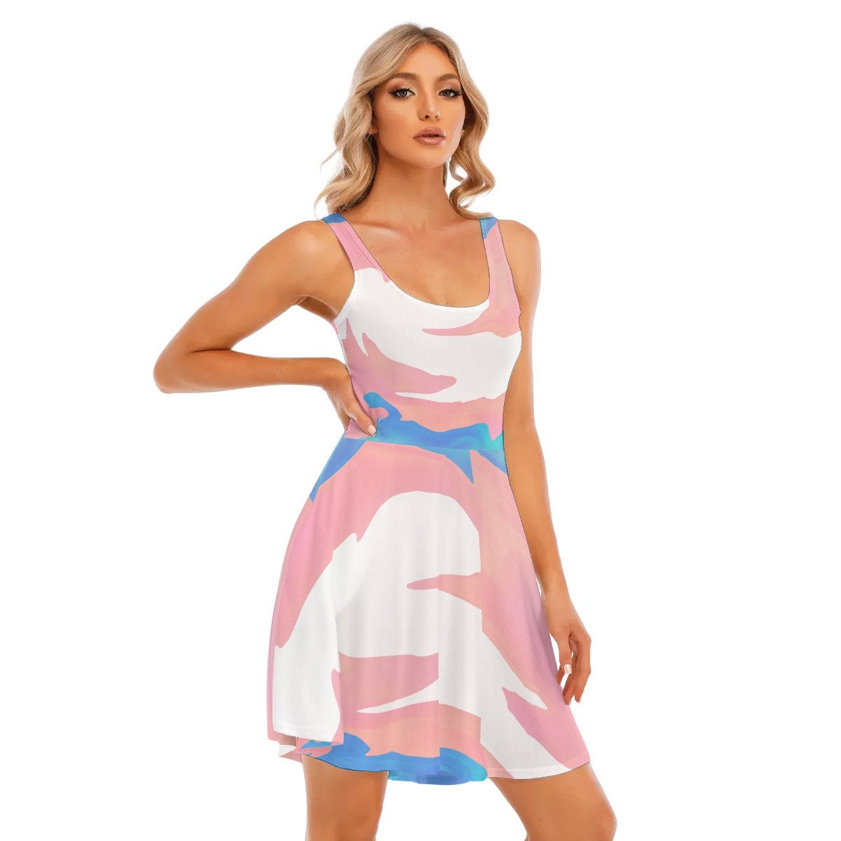 Transgender Pride Tank Vest Dress, Sizes to 5XL, Poured Paint Colors of ...