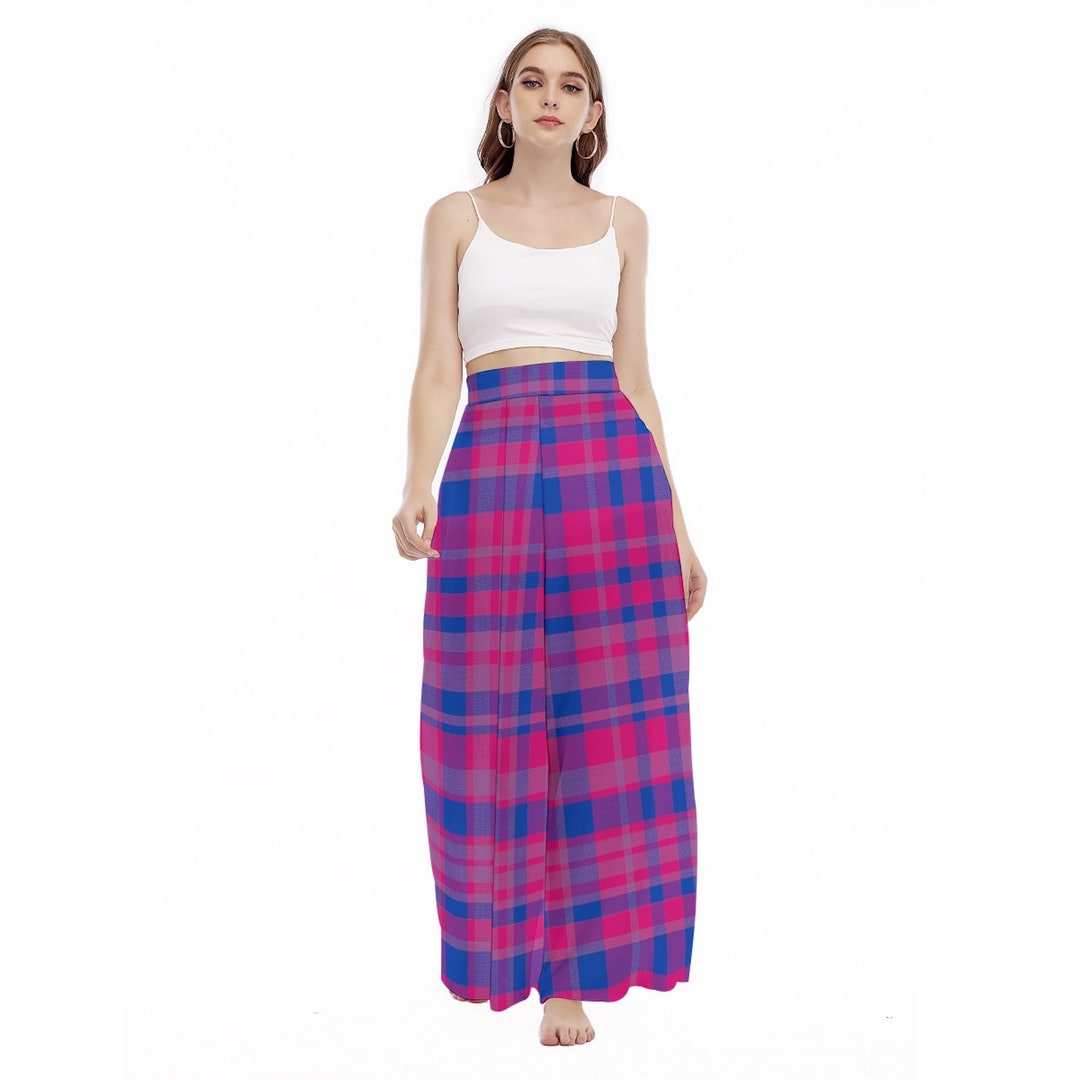 Bisexual Pride High-waist Wide-leg Pants | Plaid Colors of the Bi Pride ...