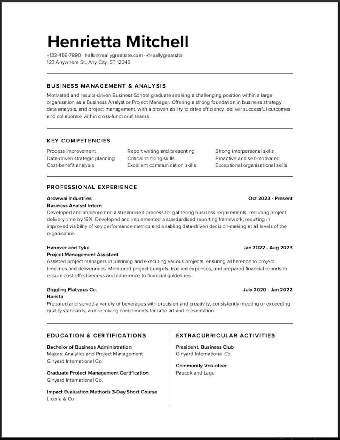 Simple Easy Resume - Etsy