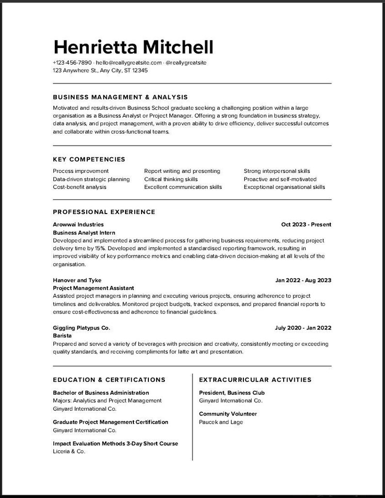 Simple Easy Resume - Etsy