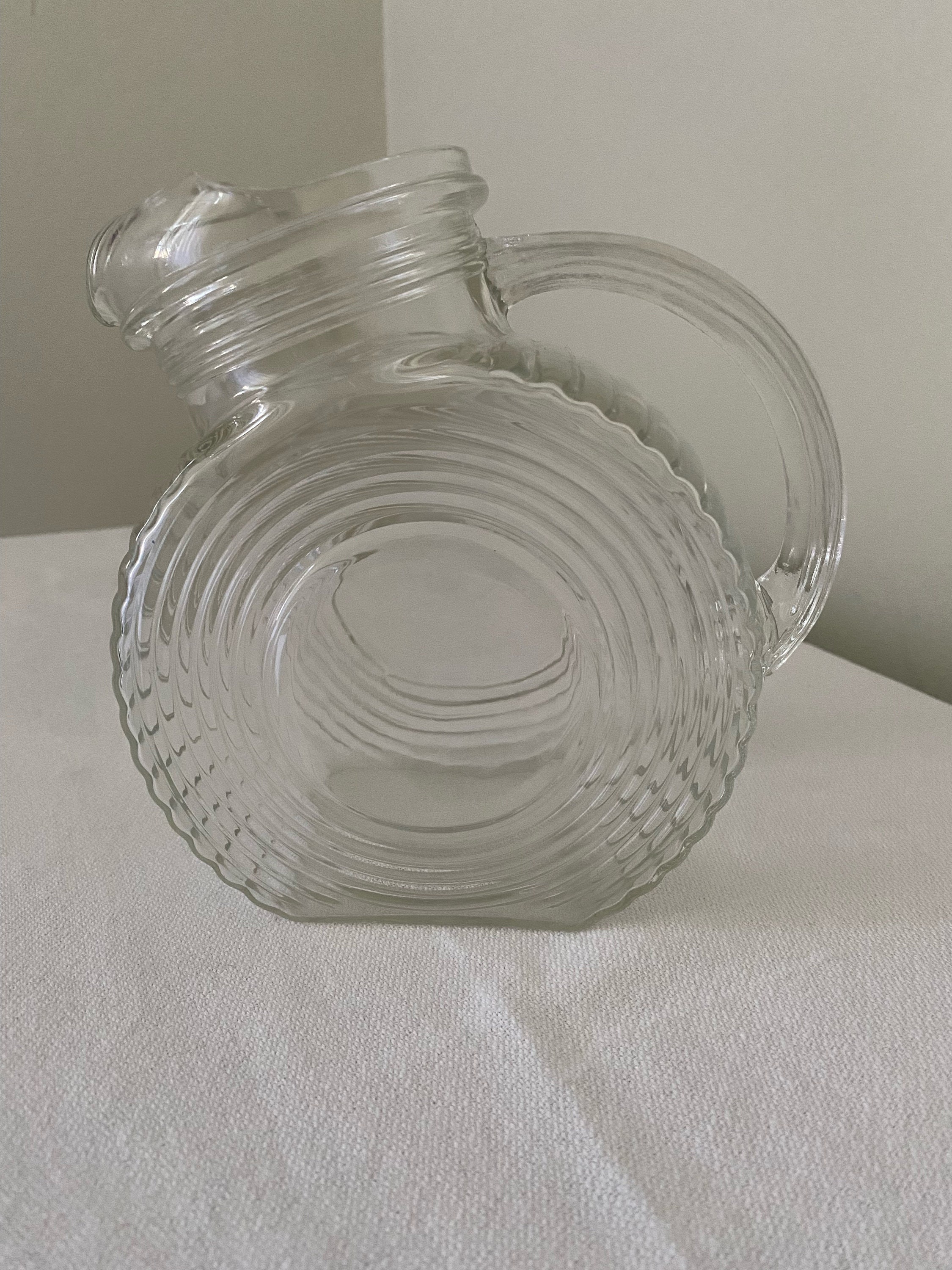 Federal 6 Clear Glass Circle Art Deco Tilt Pitcher - Etsy