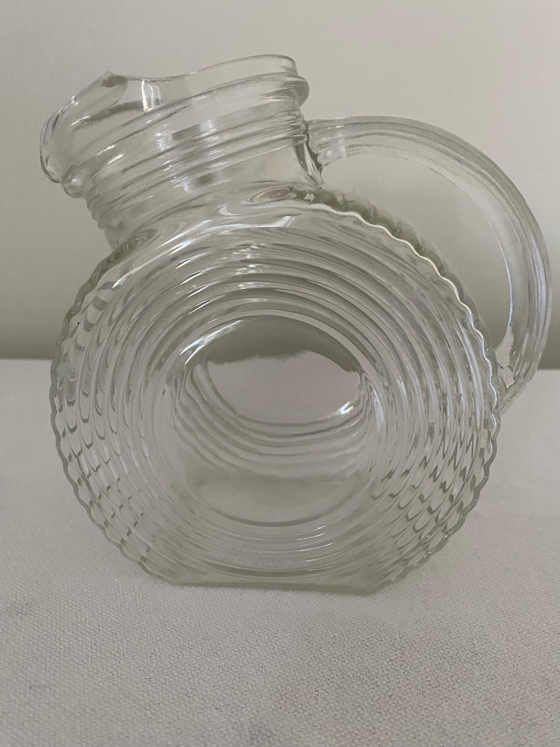 Federal 6 Clear Glass Circle Art Deco Tilt Pitcher - Etsy