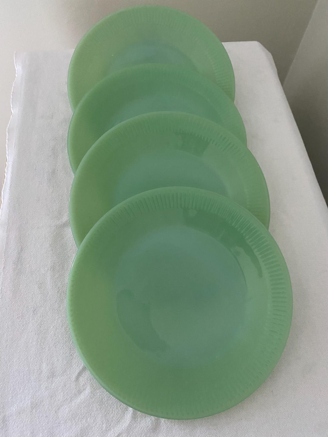 Fire King Jadeite Jane Ray Dinner Plates, Set of Four, Manufactured ...