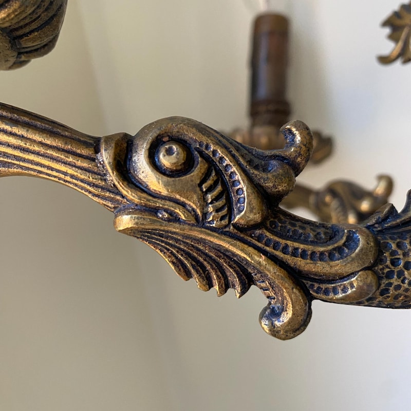 Brass Five Arm Chandelier - Etsy