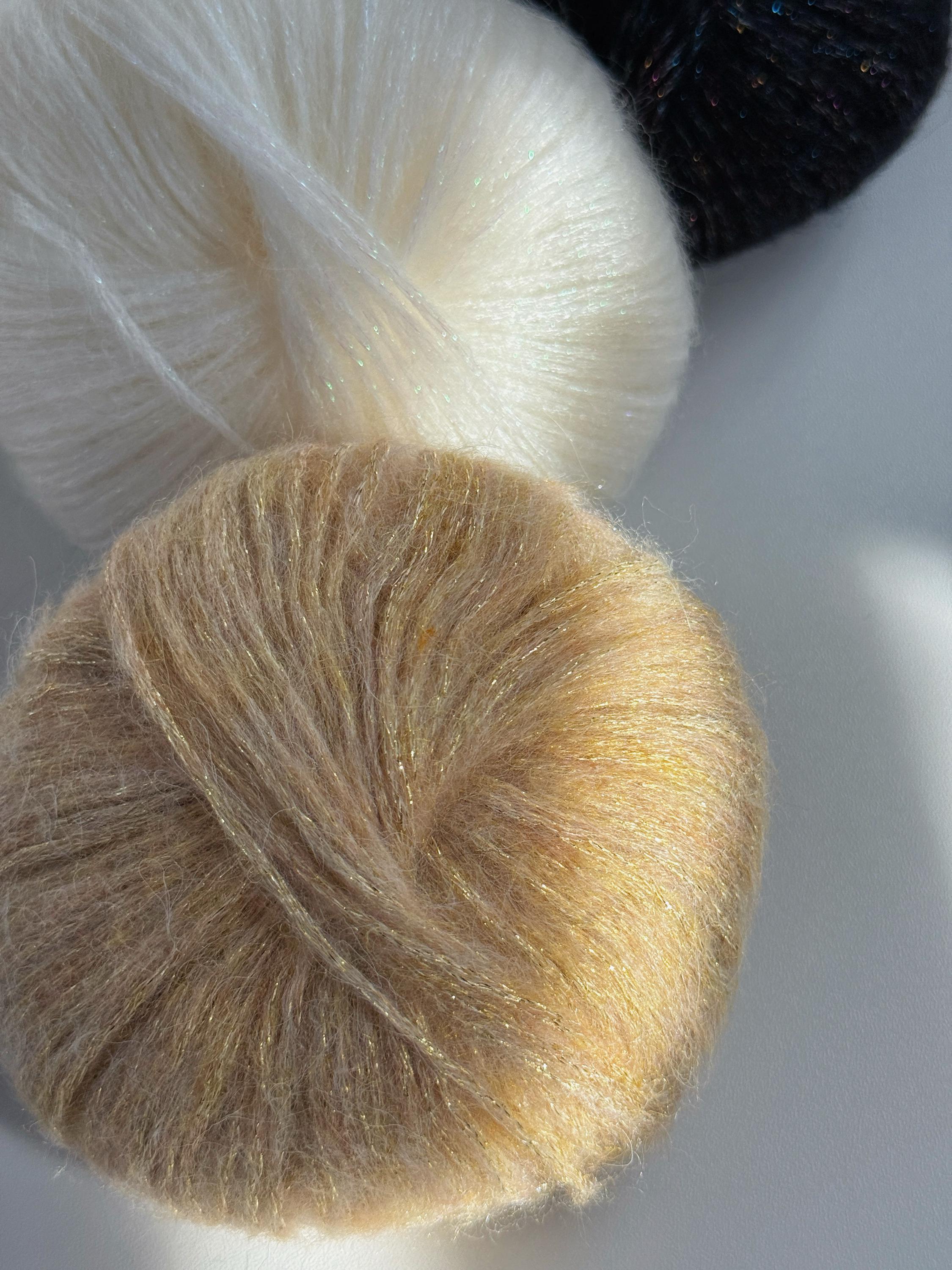 DK Subtle Sheen Acrylic /wool Blend Yarn ,25gr/100m, Metallic Chainette ...