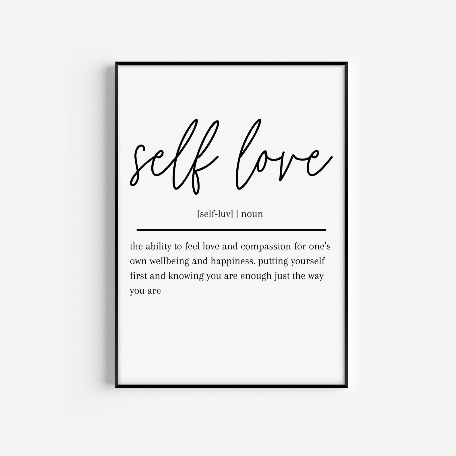 Self Love Definition Print Positive Affirmation Sign Quote Print Wall ...