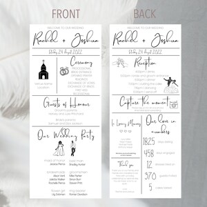 Infographic Wedding Program Wedding Day Program Edit on - Etsy
