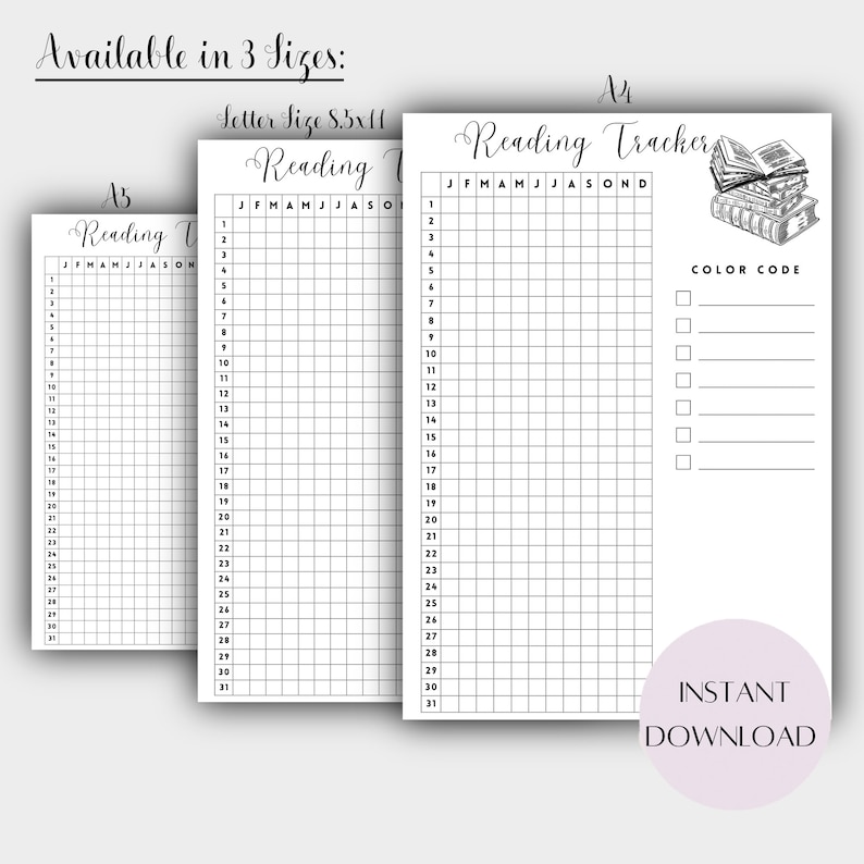 Reading Tracker Yearly Reading Tracker Printable Planner Page Bullet ...