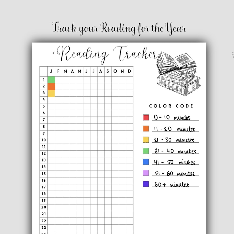 Reading Tracker Yearly Reading Tracker Printable Planner Page Bullet ...