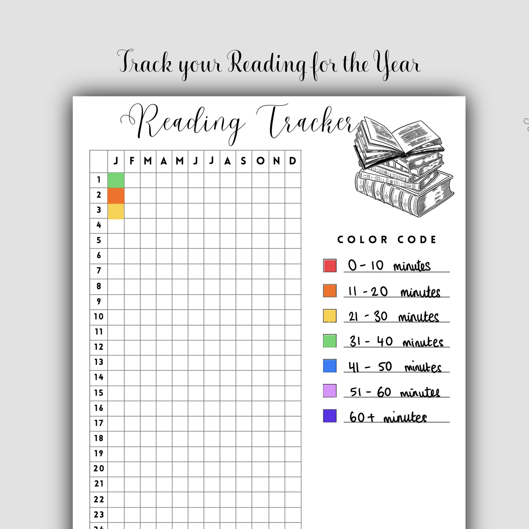 Reading Tracker Yearly Reading Tracker Printable Planner Page Bullet ...