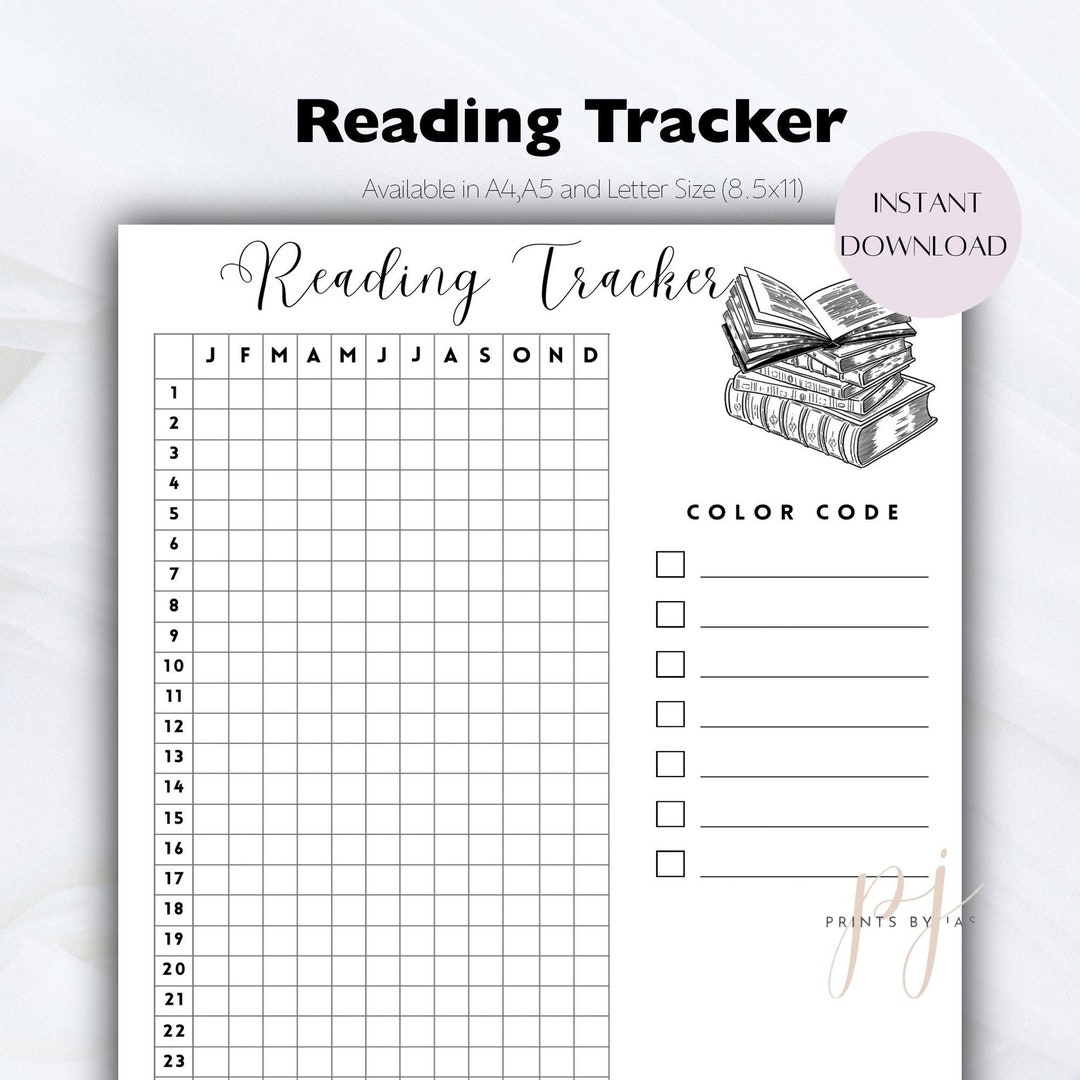 Reading Tracker Yearly Reading Tracker Printable Planner Page Bullet ...