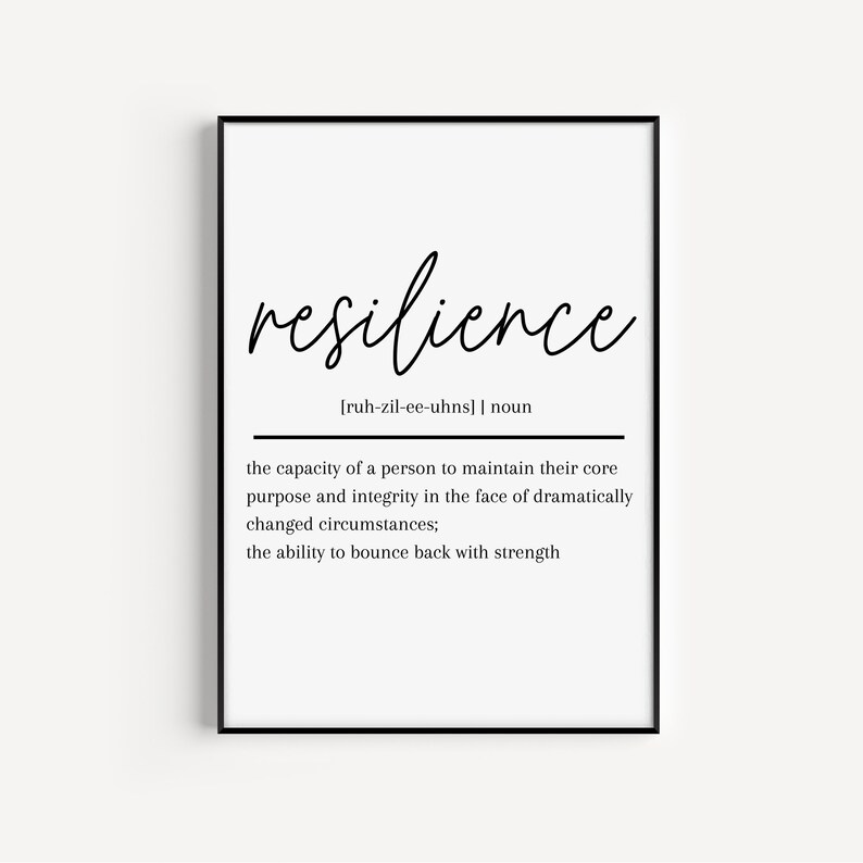 Resilience Definition Print Motivational Print Quote Print Wall Art ...