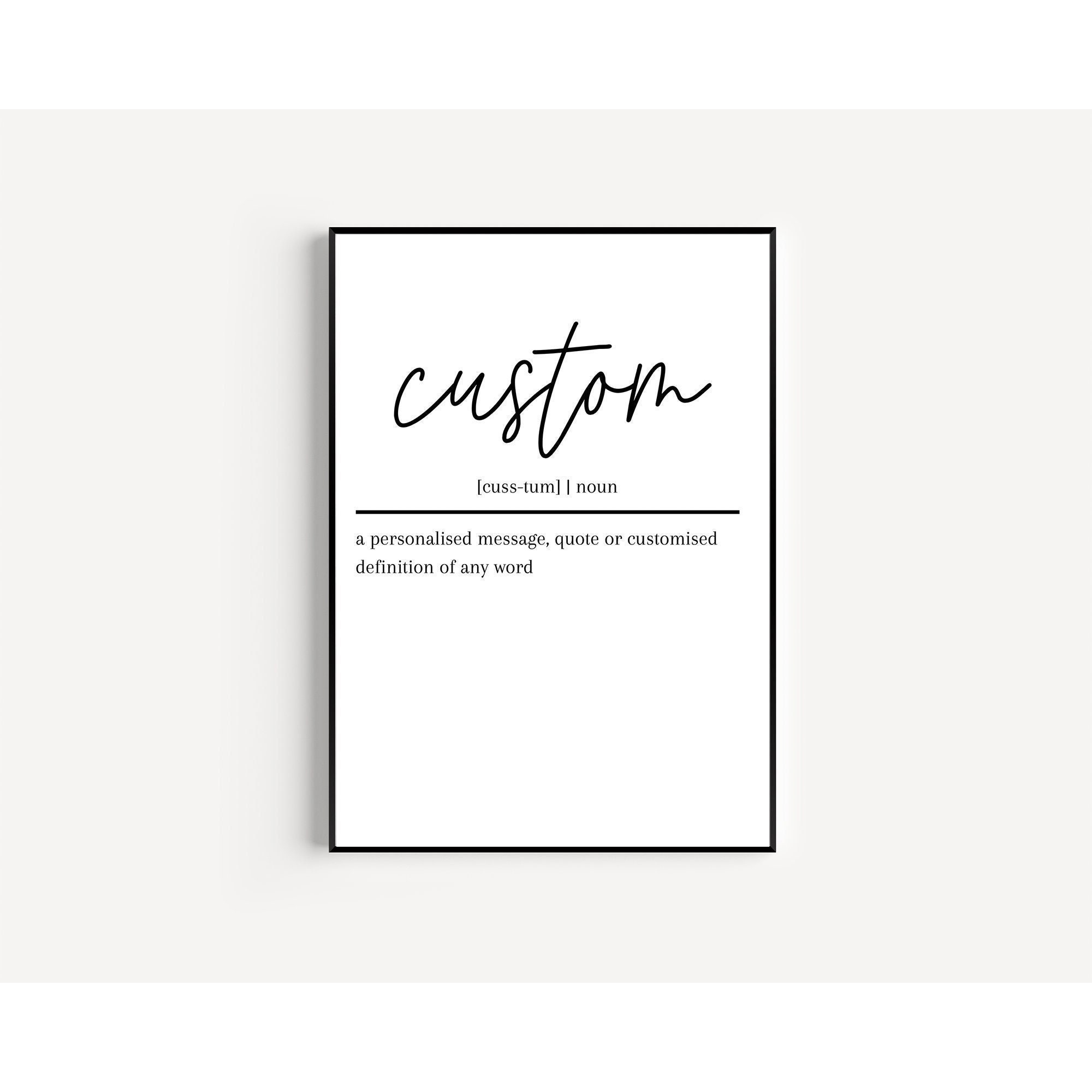 Custom Definition Digital Print Wall Art Personalised Quote Etsy