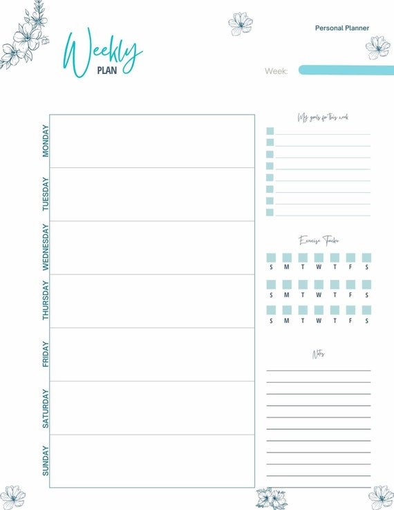 Weekly Planner Printable Digital Product | Etsy