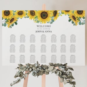 Paper Hanging Chart Instant Download WI176 Sunflowers Wedding Seating ...