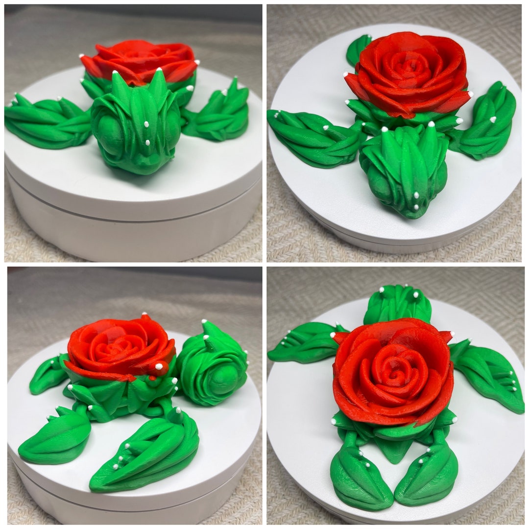 Articulating Rose Turtle Red Rose Turtle valentines Day Gift 3D Printed ...