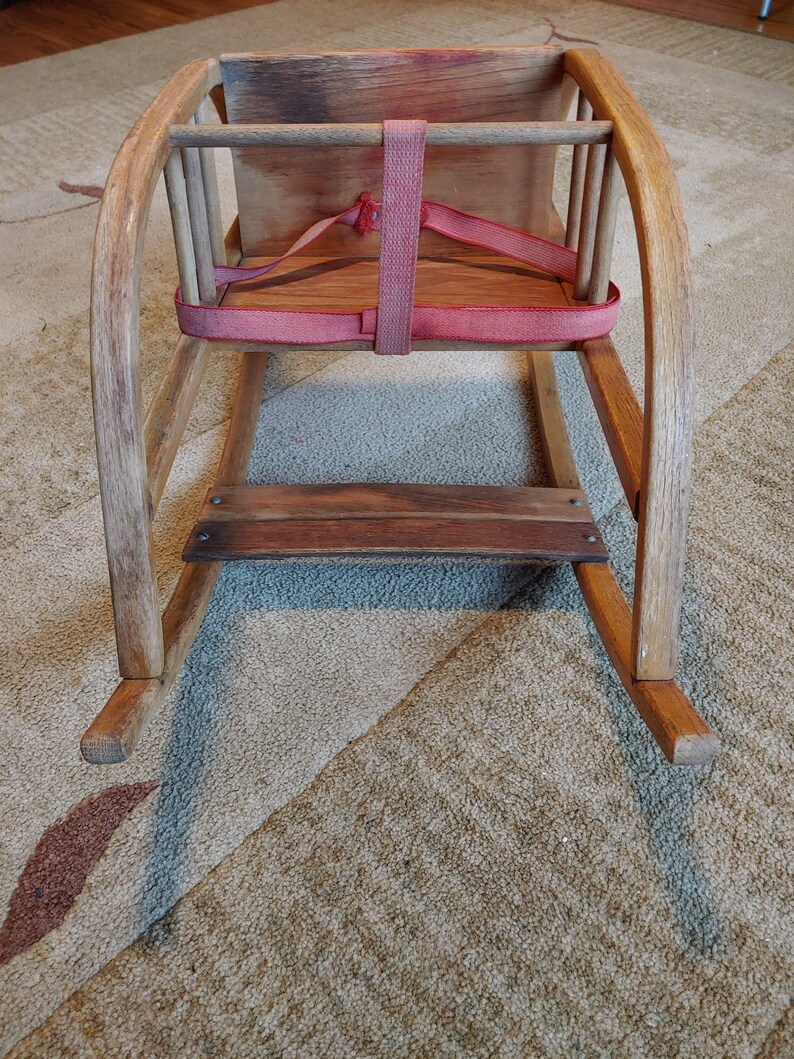 Antique Baby Rocker, Oak Bentwood Baby Rocking Seat by Delphos Bending ...