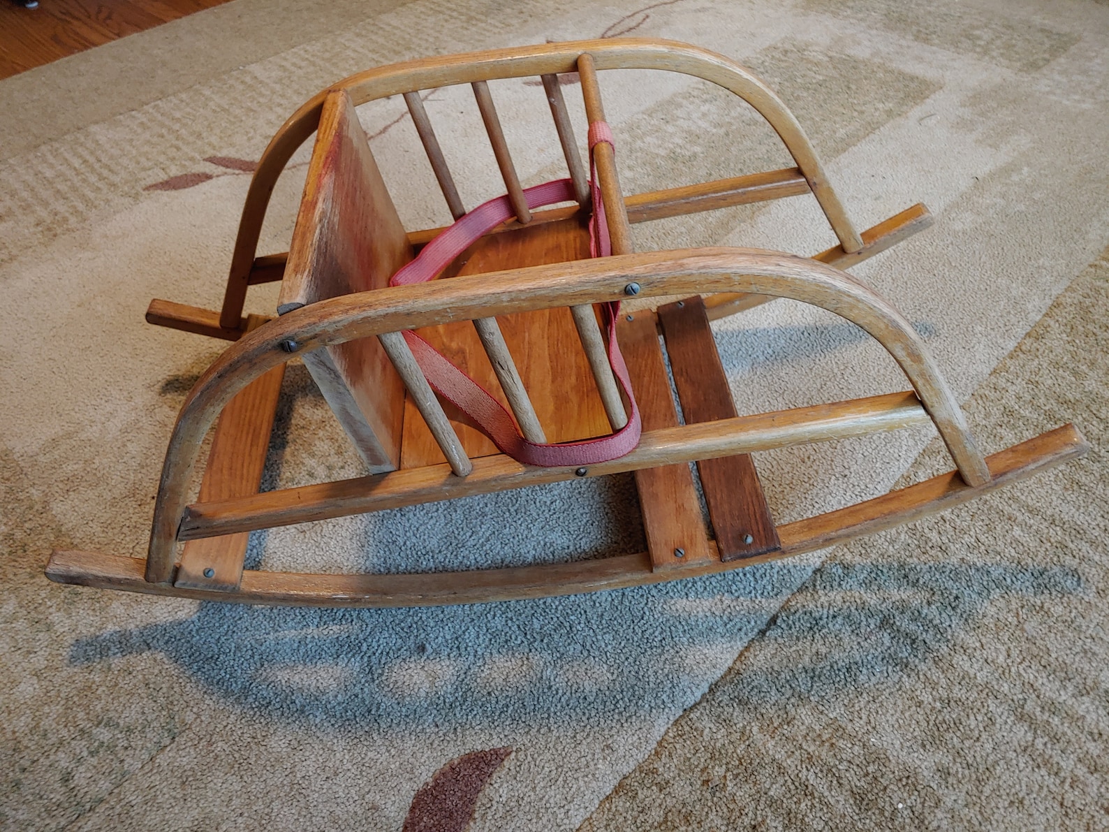 Antique Baby Rocker, Oak Bentwood Baby Rocking Seat by Delphos Bending ...