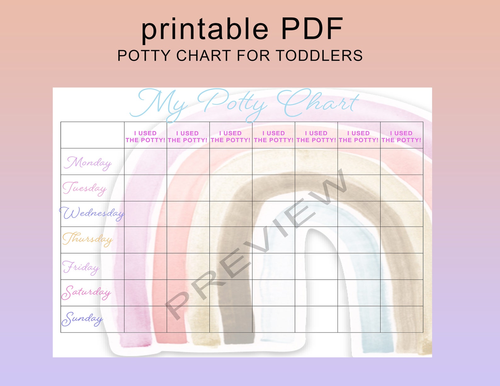 Printable Potty Chart - Etsy