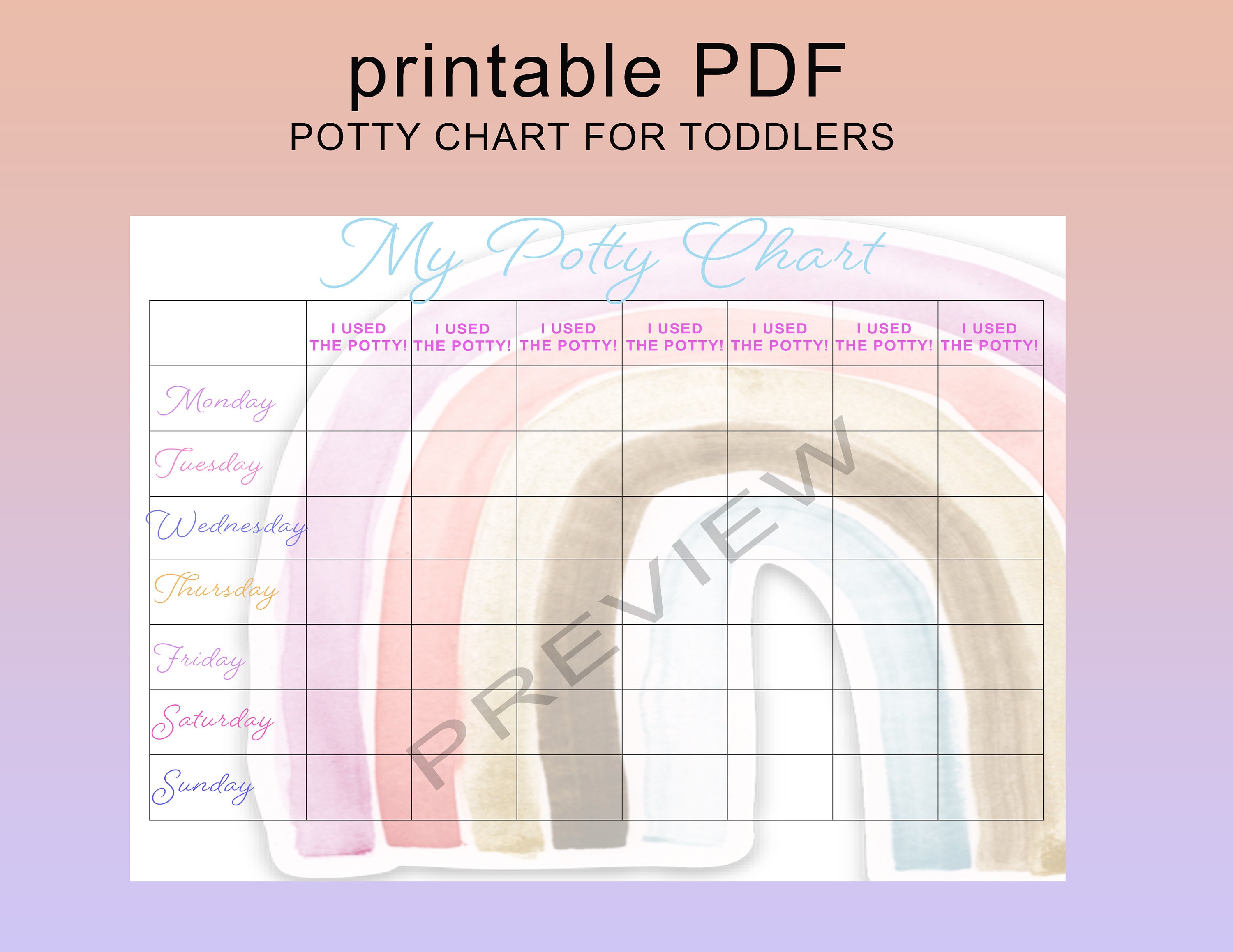 Printable Potty Chart - Etsy