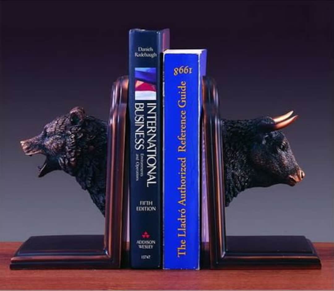 9" Wall Street Bull and Bear Bookends - Bull & Bear Gifts - Stock ...