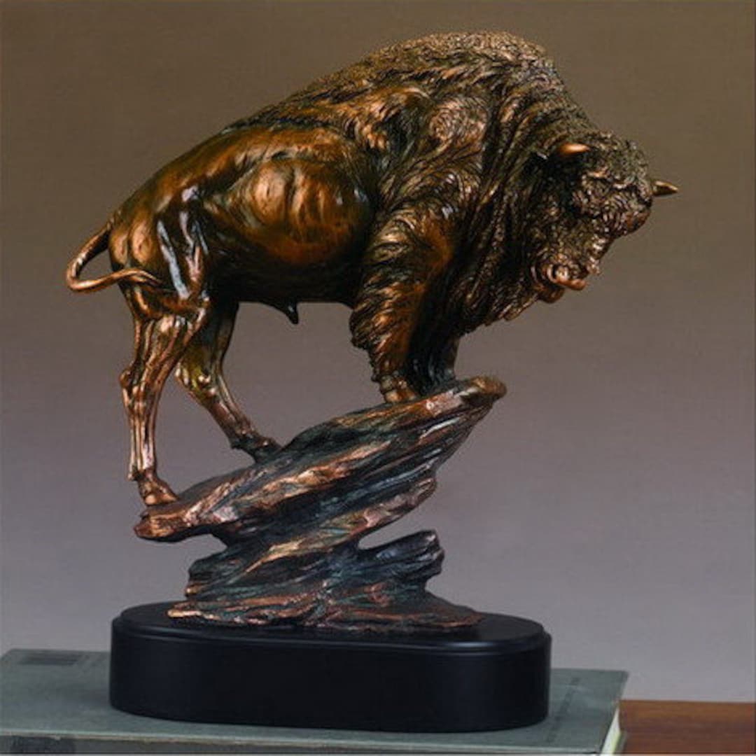 12" Buffalo Statue - Stunning Bronze Finished Sculpture - Etsy