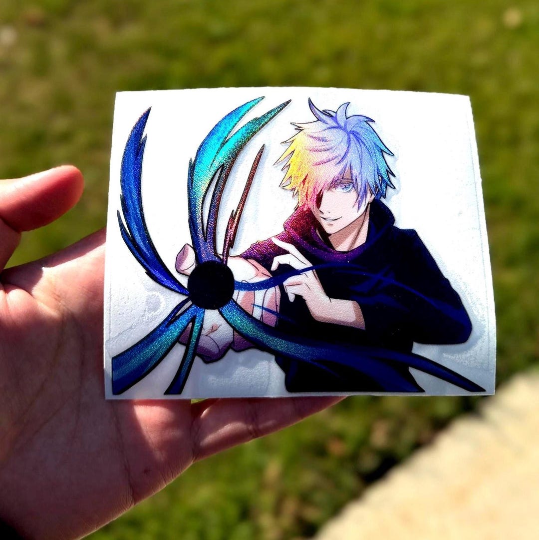 Holographic Vinyl Anime Sticker – Gojo JJK – Waterproof Decal for Car ...