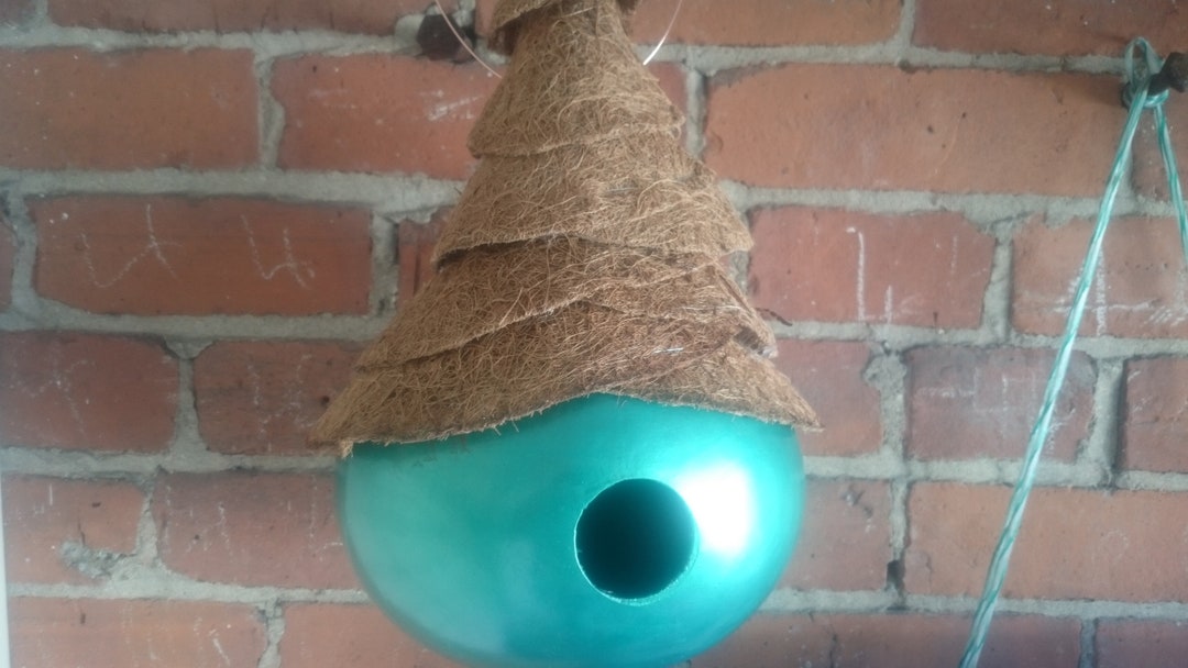 Green Thatched Gourd Birdhouse - Etsy