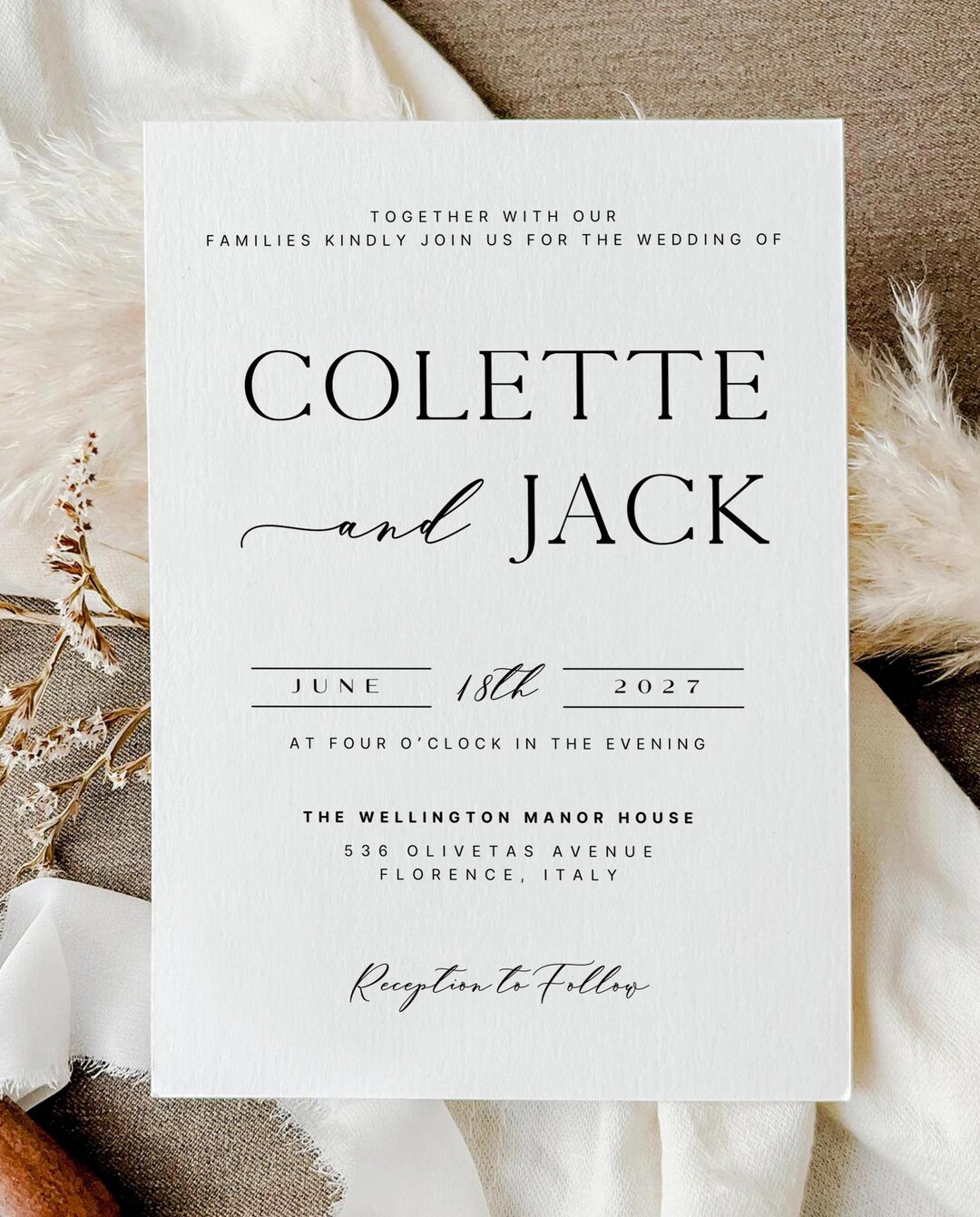 Minimalist Wedding Invitation Template Modern Invitation Template ...