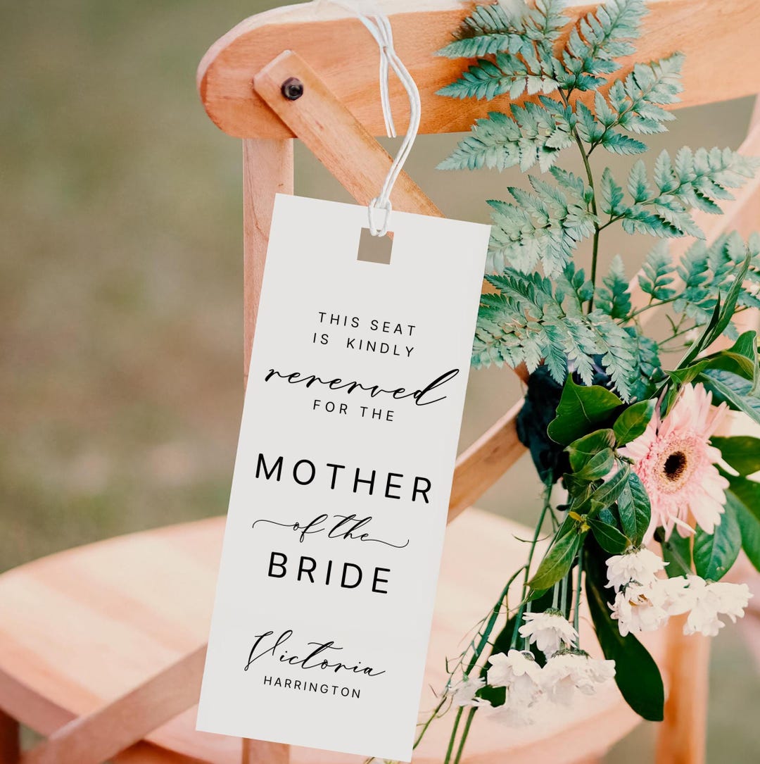 Editable Seating Tag Template Reserved Seating Tag Printable Chair Tags ...