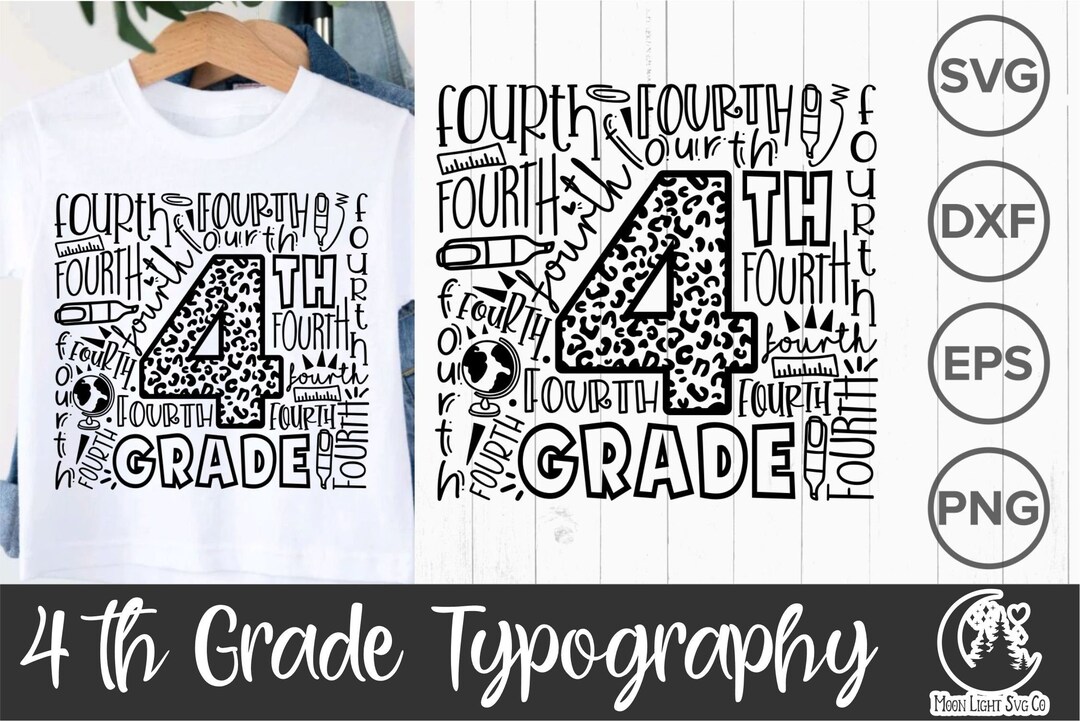 4th Fourth Grade Typography Svg, 4th Fourth Grade Svg, Typography Svg ...