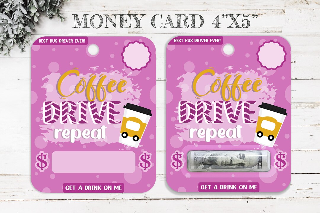 Printable Bus Driver Card Money Card Teacher Appreciation - Etsy