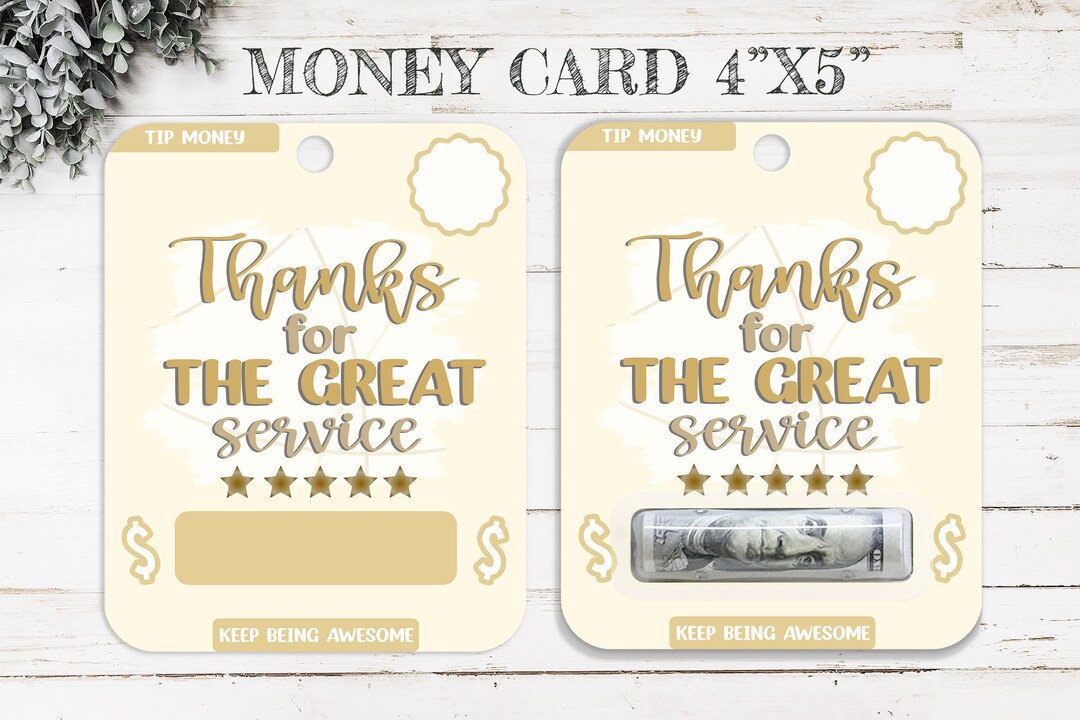 Printable Tipping Money Card, Thank You Card, Money Holder, Gift Card ...
