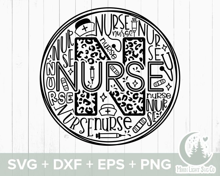 Nurse Typography Svg Nurse Typography Shirt Svg Dxf Eps Png | Etsy