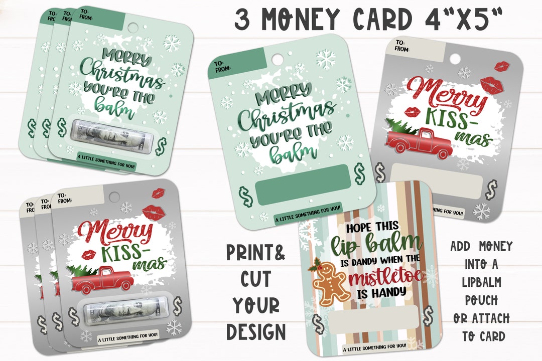 Christmas Money Card PNG, Lip Balm Card, Merry Christmas Design, Print ...