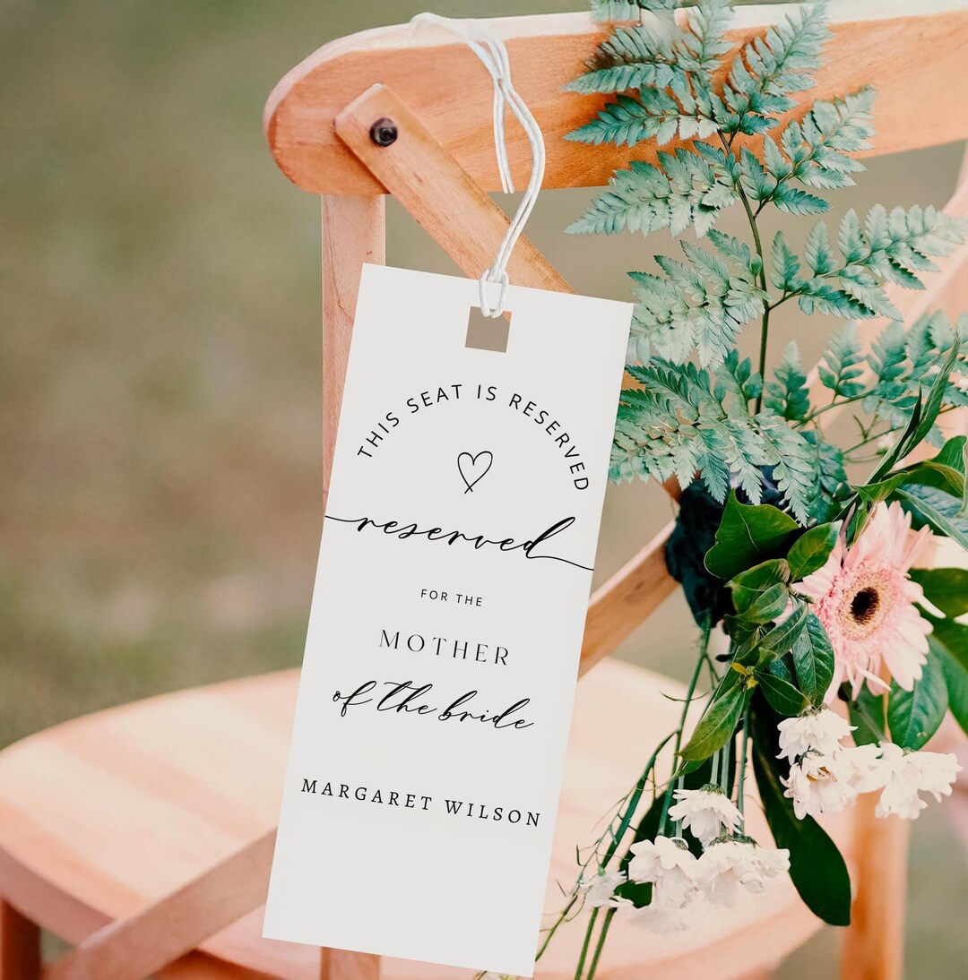 Editable Seating Tag Template | Reserved Seating Tag | Printable Chair ...