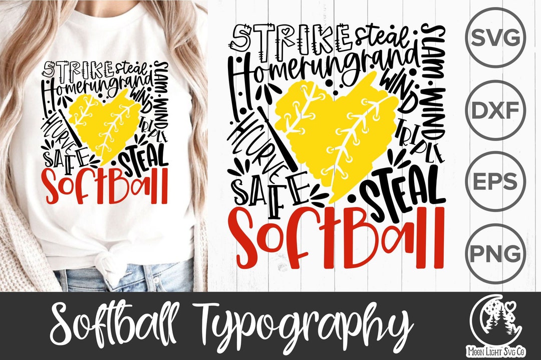 Softball Typography, Word Art, Softball SVG, Softball PNG, Softball ...
