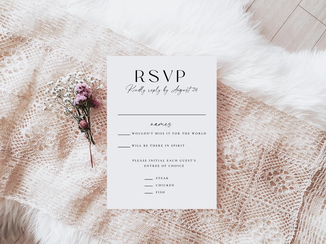 Wedding Rsvp Card Template | Monogram Rsvp With | Diy Wedding Response | Minimalist Printable ...