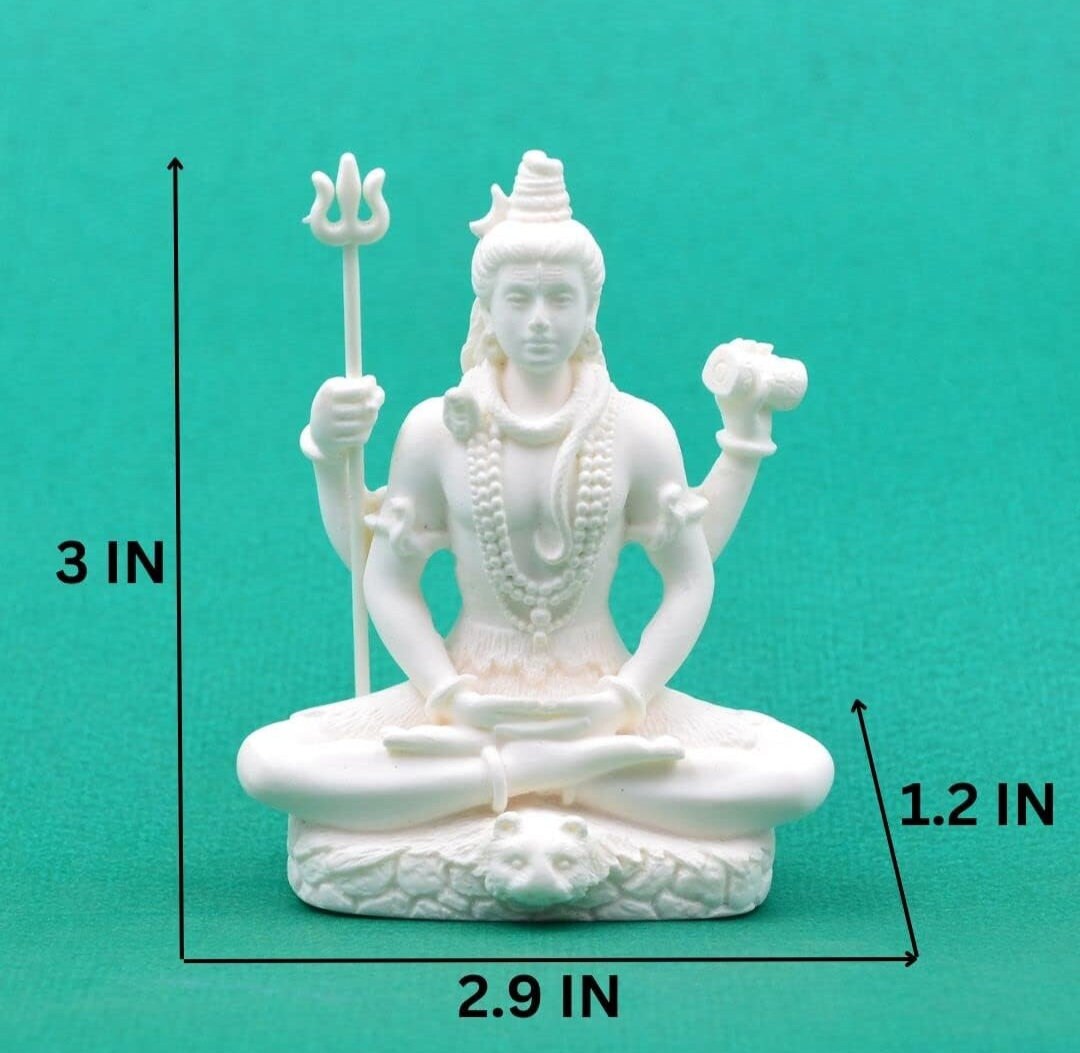 3inch Lord Shiva Statue in Lotus Pose in Antique Ivory Finish. Lord ...